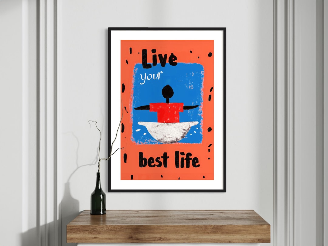 Live Your Best Life Meditate Print, Modern Typography Poster, Mindful ...