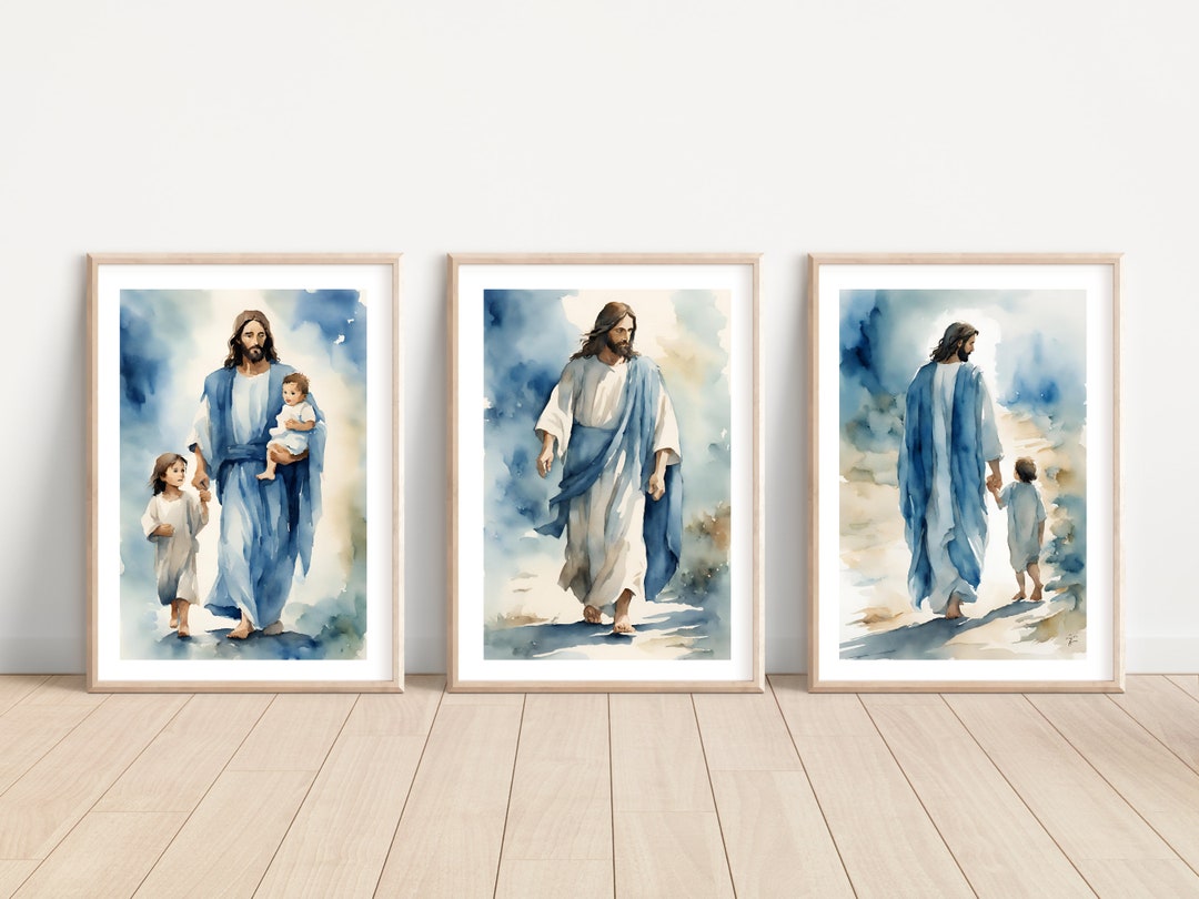 Blue Jesus Water Color Digital Wall Art I Heavenly Father - Etsy