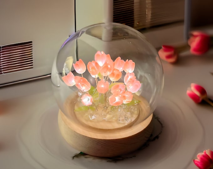 DIY Enchanted Tulip Lamp Kit: a Romantic Glass Bubble Glass & Wood Lamp She'll Adore - Easy ...