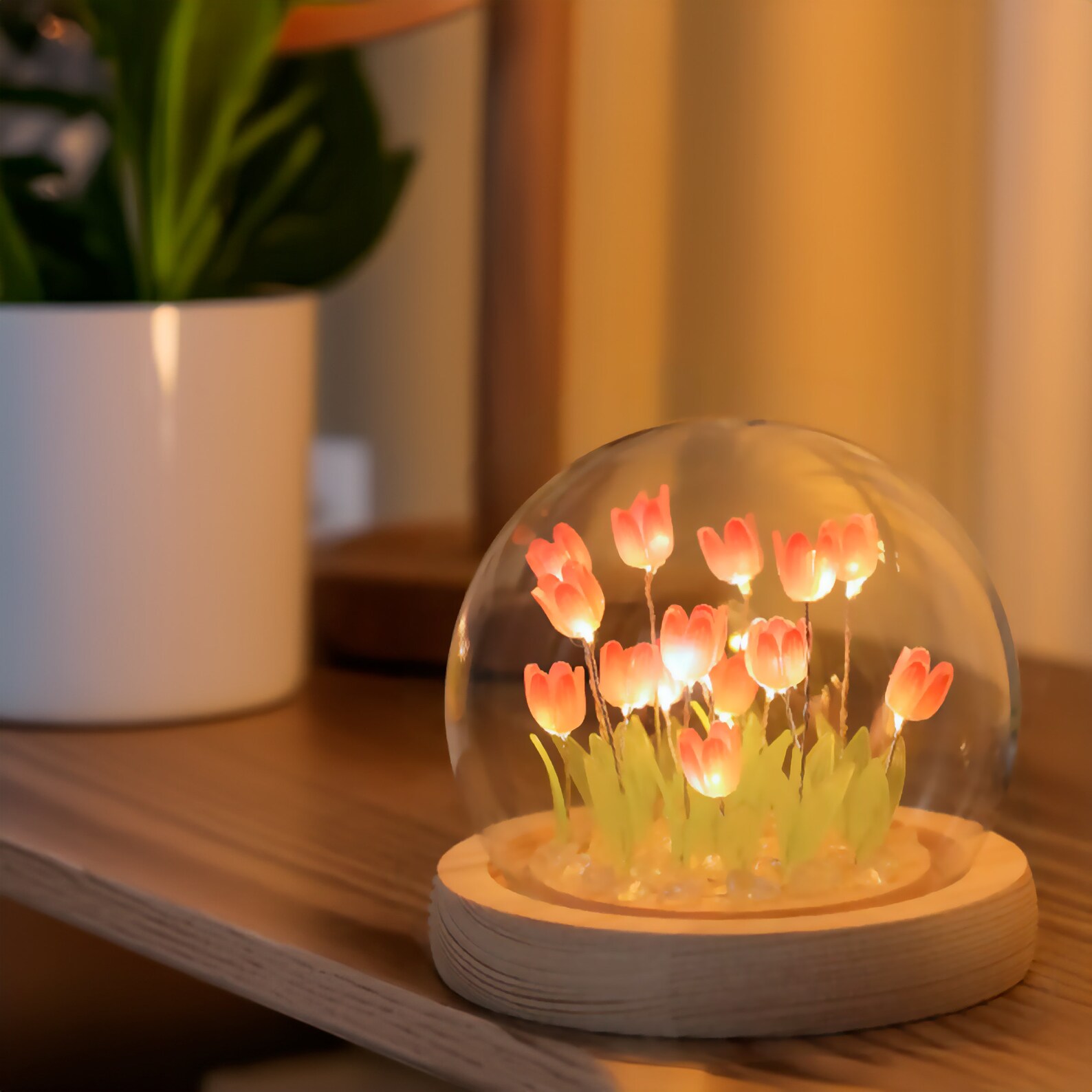 DIY Enchanted Tulip Lamp Kit: a Romantic Glass Bubble Glass & Wood Lamp ...