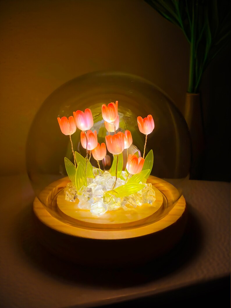 DIY Enchanted Tulip Lamp Kit: a Romantic Glass Bubble Glass & Wood Lamp ...