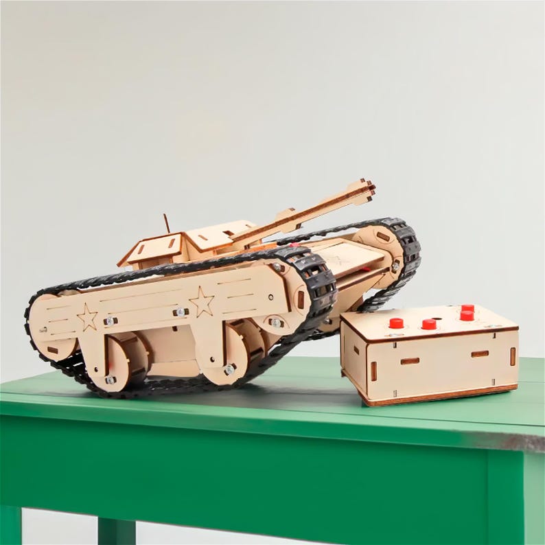 Wooden Radio Controlled Advanced DIY RC Tank Kit - STEM Building Toy ...