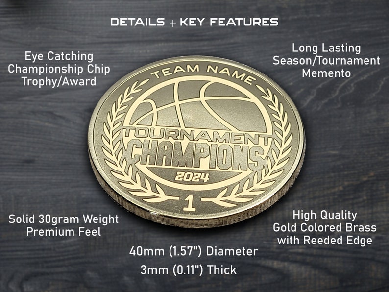 Basketball Championship Awards Coin Gold Custom Champion Trophy Chip ...