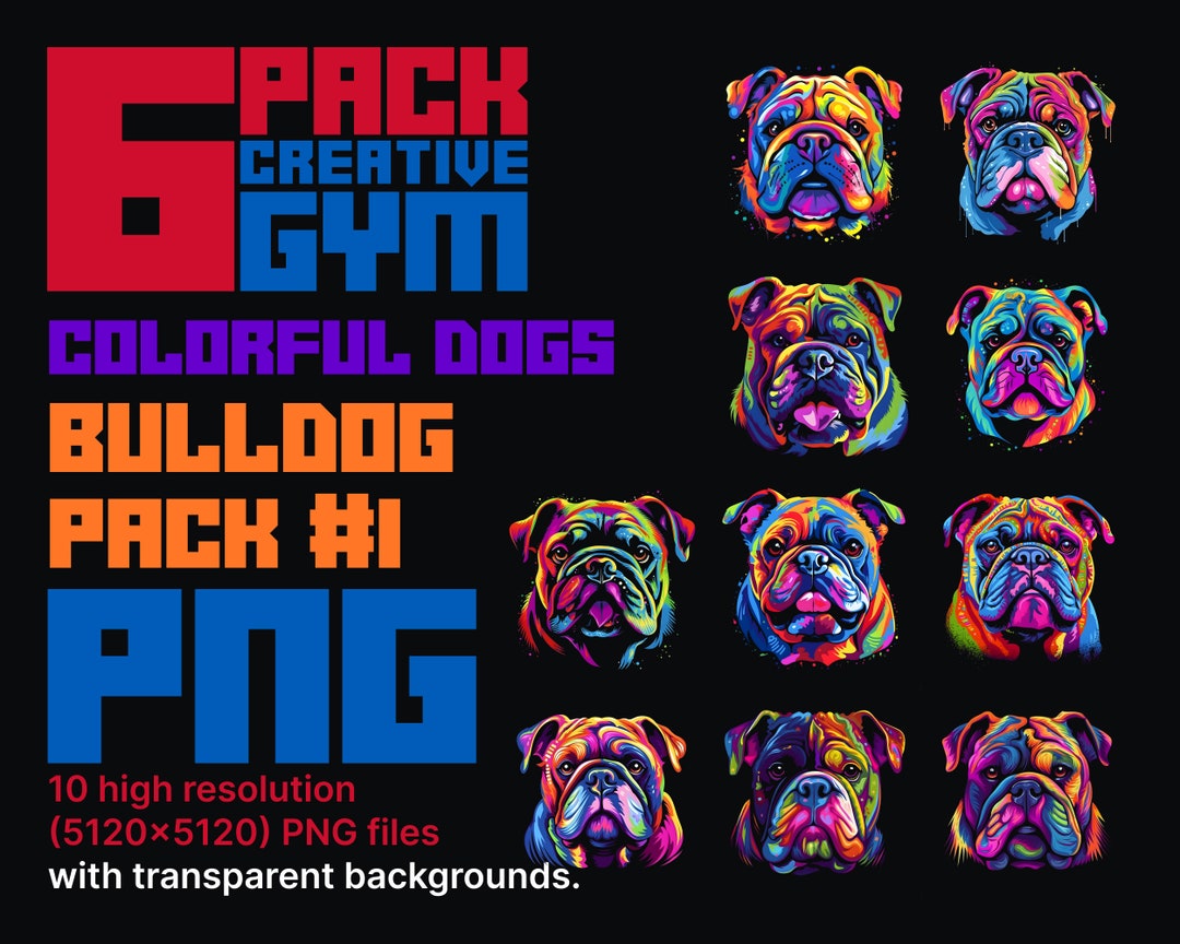 Colourful Bulldog Clip Art PNG Digital Assets Transparent Background ...