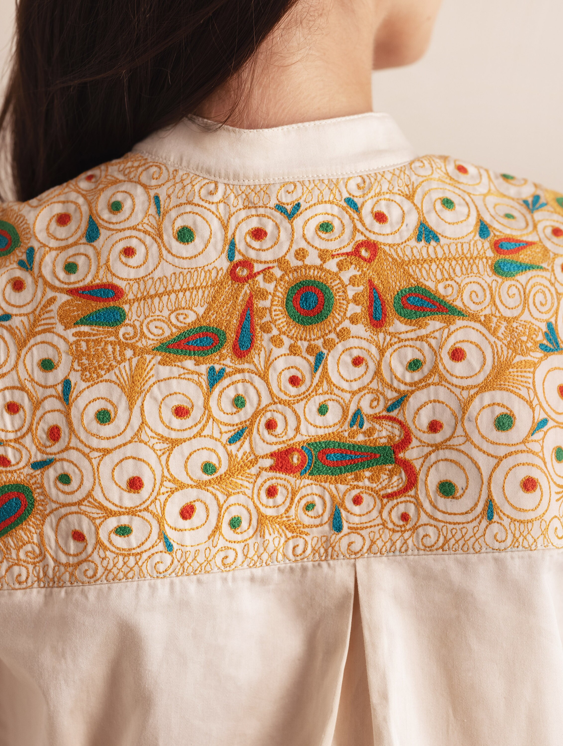 White Blouse Organic Cotton Yellow Hand Embroidery Peruvian Boho Chic ...