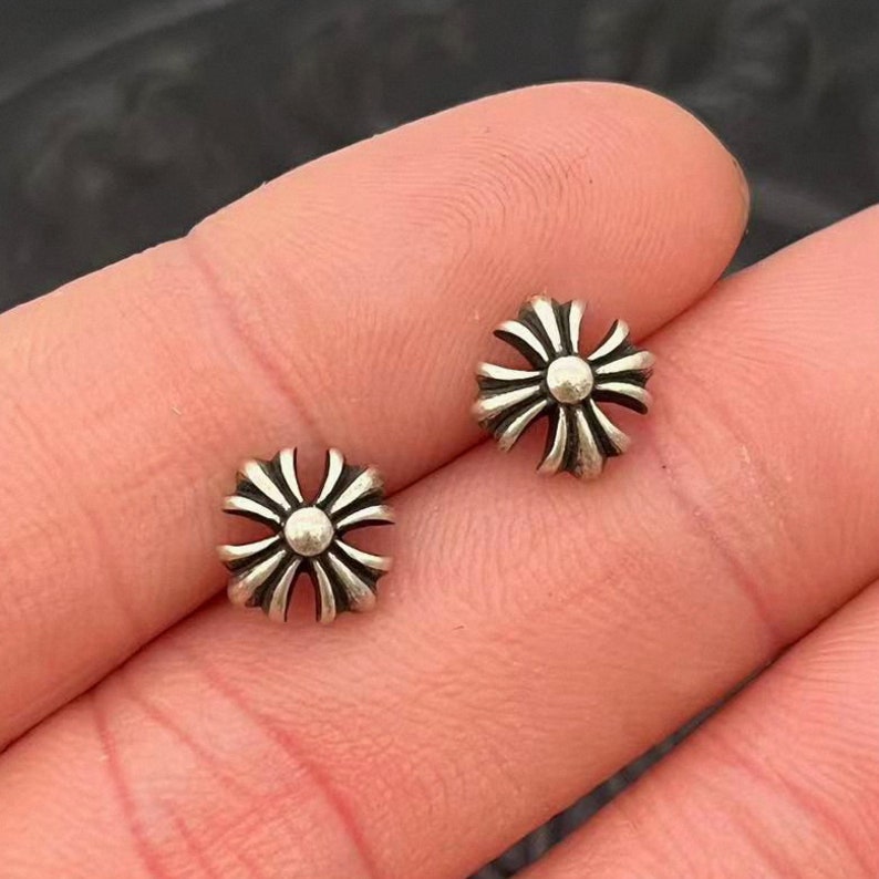Chrome Hearts Flower Earrings Chrome Hearts Earrings Cross - Etsy