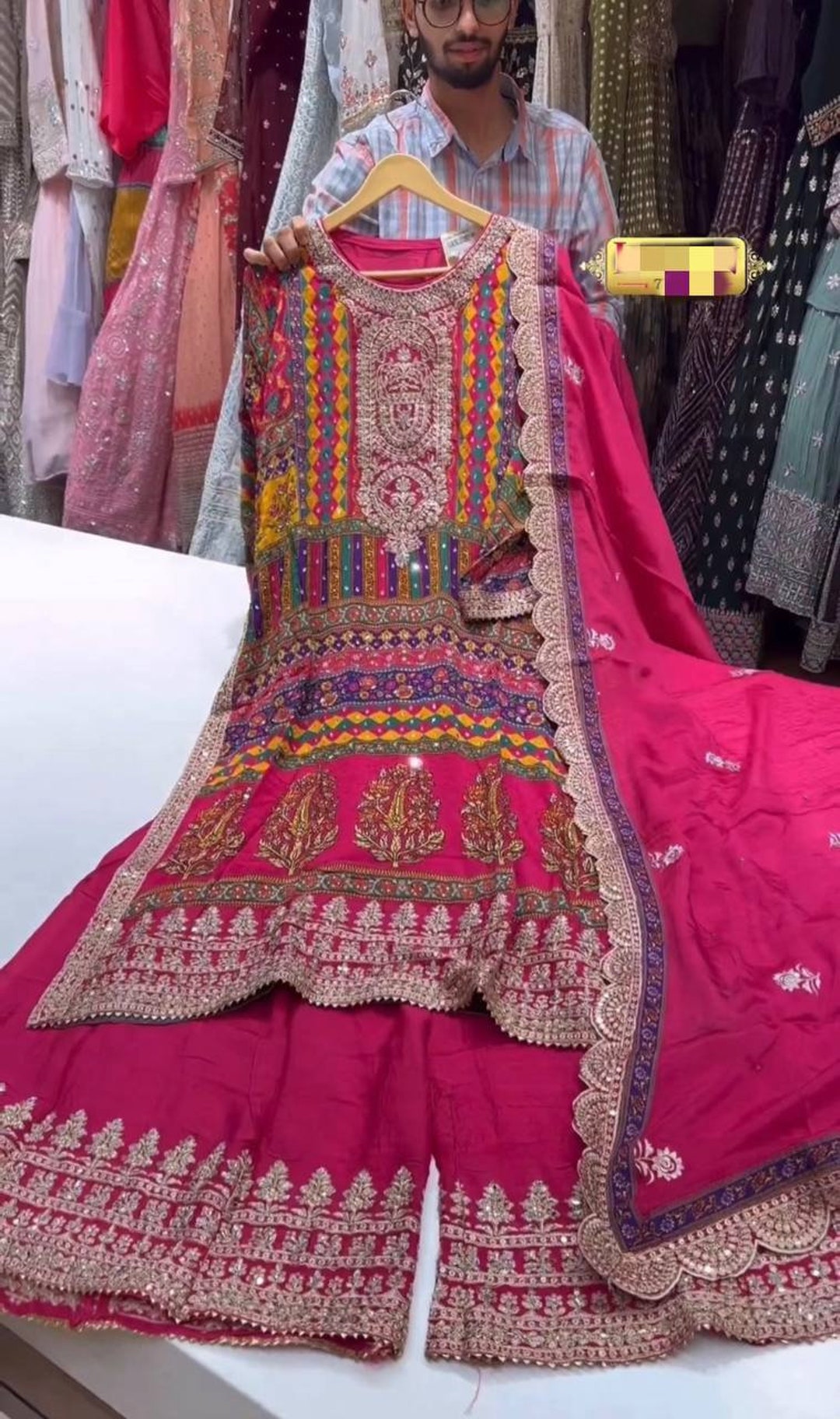 Beautiful Designer Top Pants Suit for Women, Indian Wedding Mehendi ...