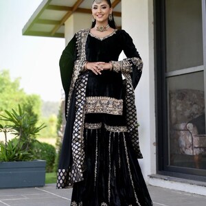 Designer Black Sharara Suit for Women and Girls With Sequence - Etsy