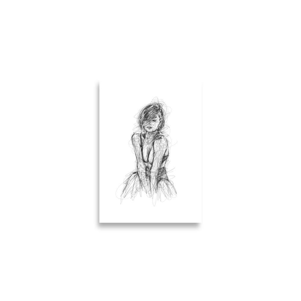 Sensual Boudoir Woman Sketch – Minimalist Lingerie Line Art for Elegant ...