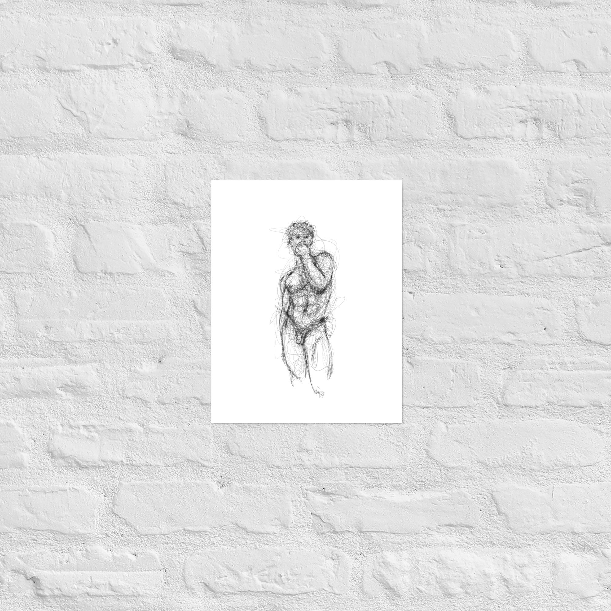 Scribble Art Male Body Drawing - Minimalist Wall Art for Modern Spaces ...