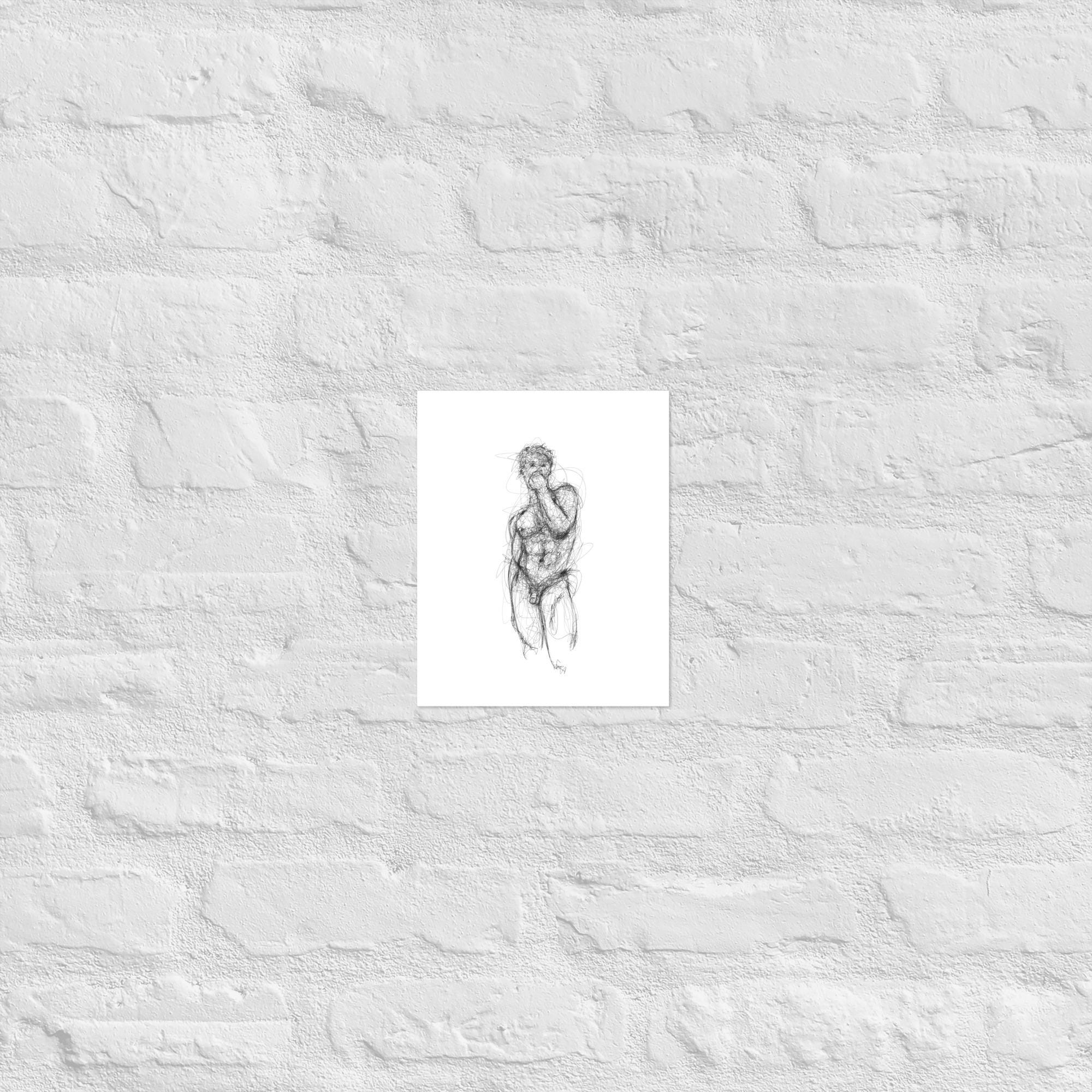 Scribble Art Male Body Drawing - Minimalist Wall Art for Modern Spaces ...