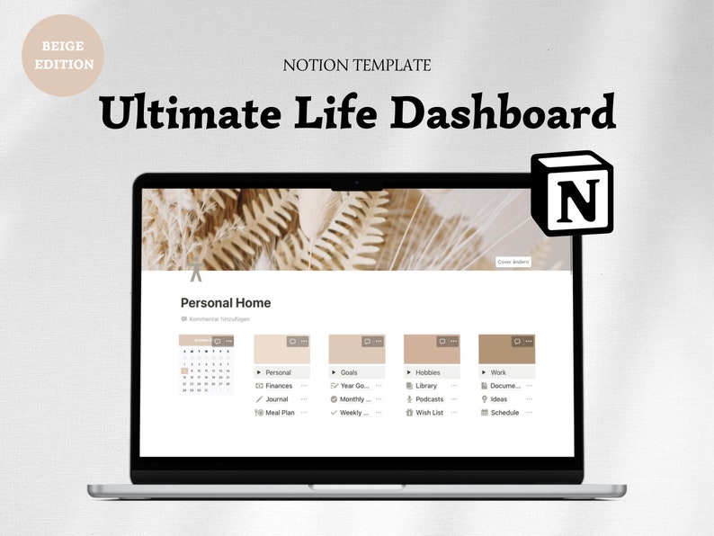 Notion Template Ultimate Life Dashboard Beige Edition - Etsy