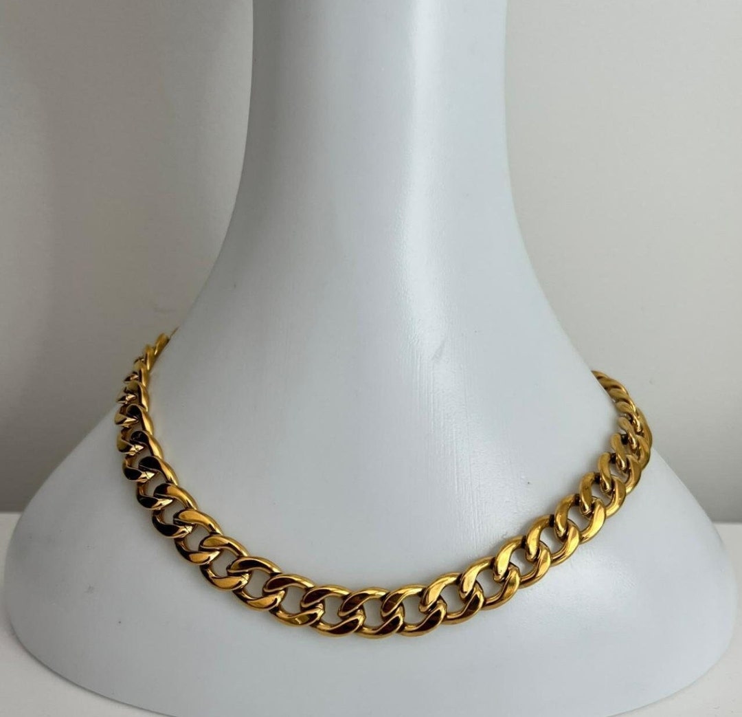 Thick Gold Chain Necklace, 18k Gold Stainless Steel Necklace, Trendy ...