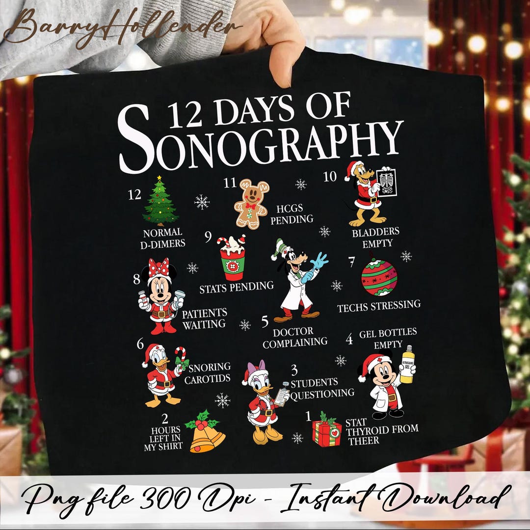 12 Days of Sonography PNG, Mouses and Friends Christmas Sublimation ...