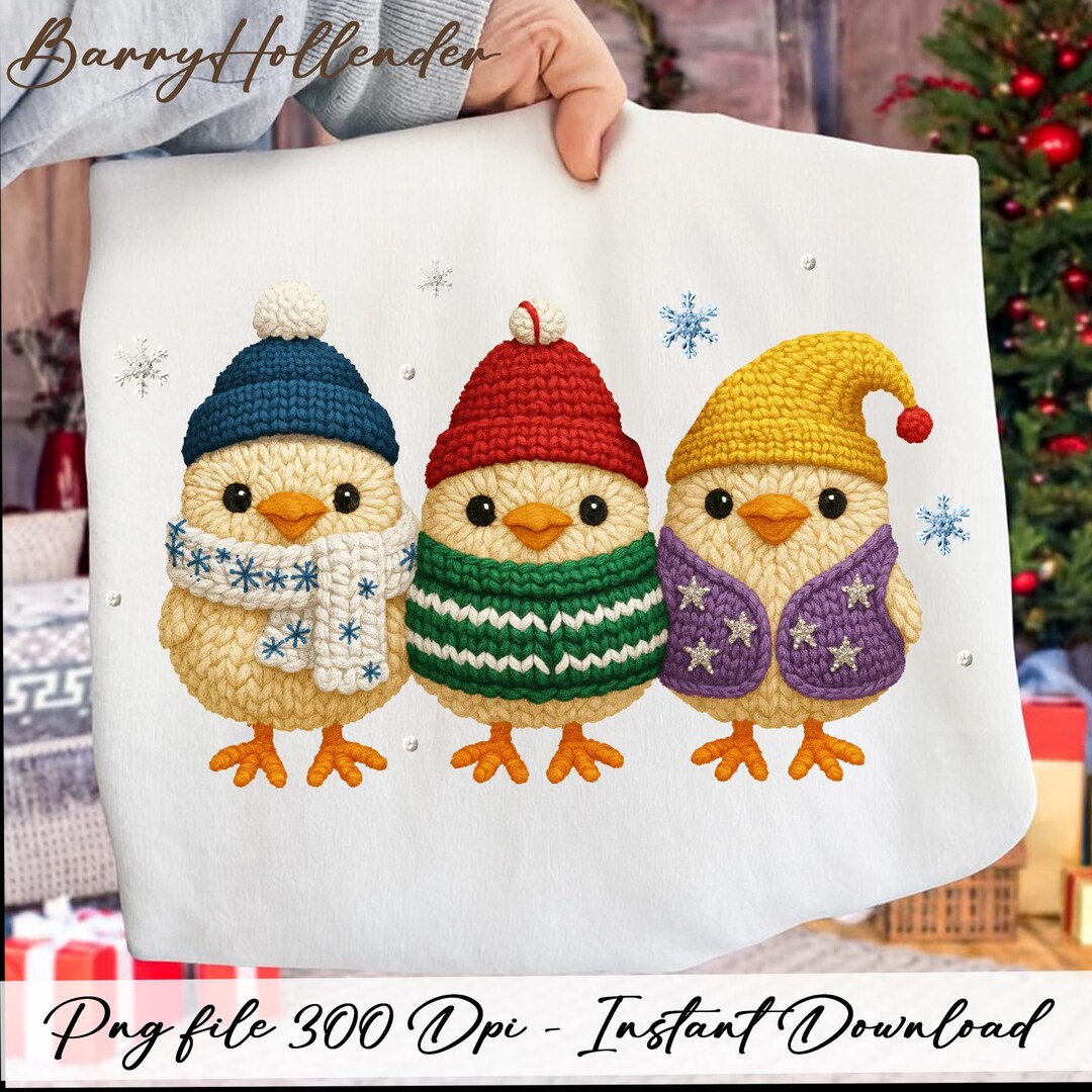 Cute Yarn Crochet Christmas Chicken PNG, Funny Santa Chicken Png ...