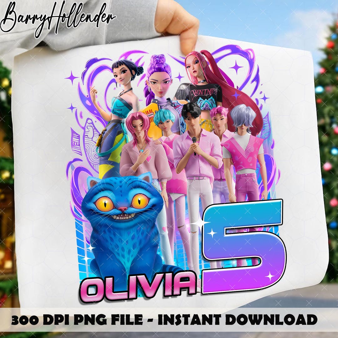 Custom Huntrix Birthday PNG, Personalized Kpop Demon Hunters Png ...