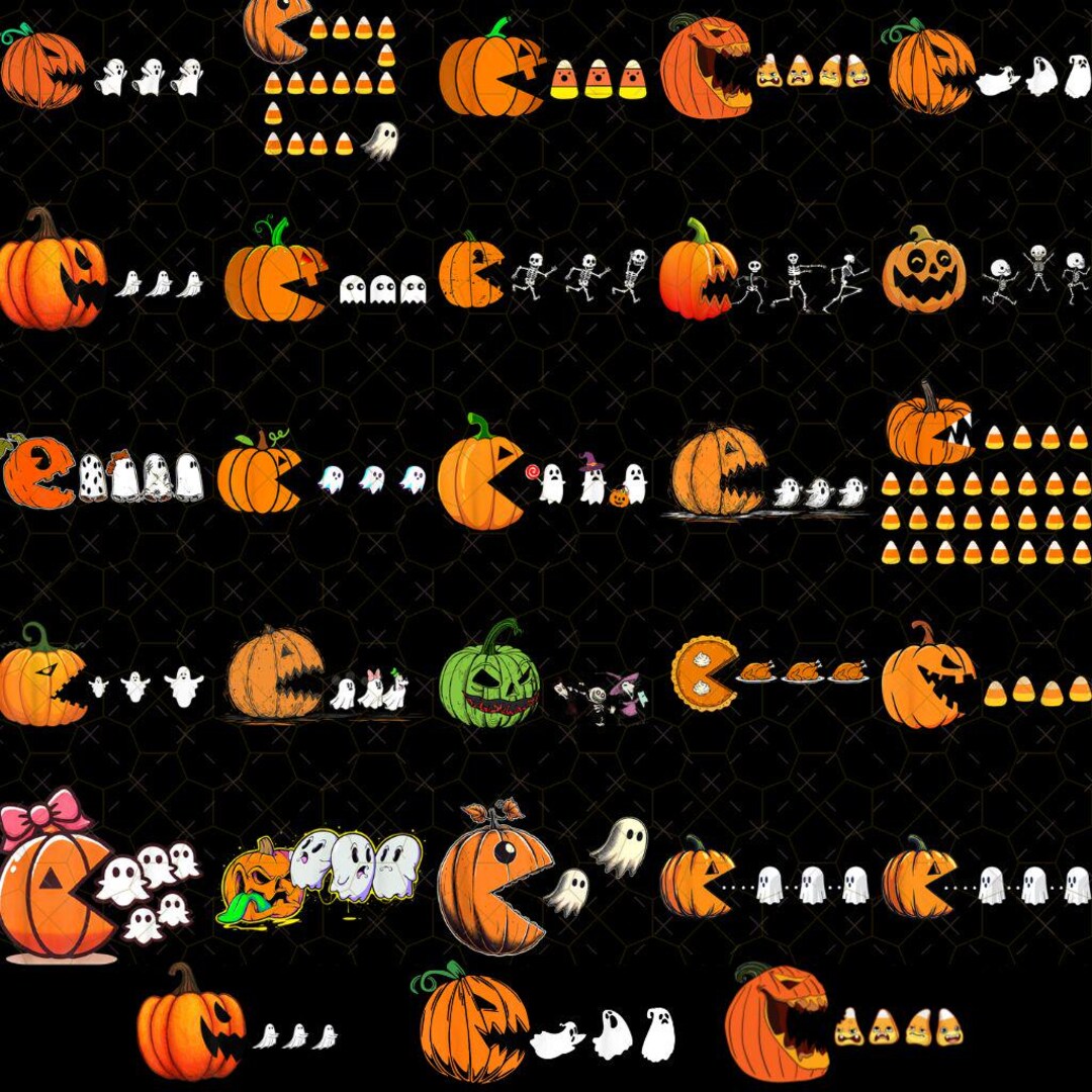 Pumpkin Pacman Png Bundle, Pumpkin Eat Ghost Png, Funny Halloween Png ...