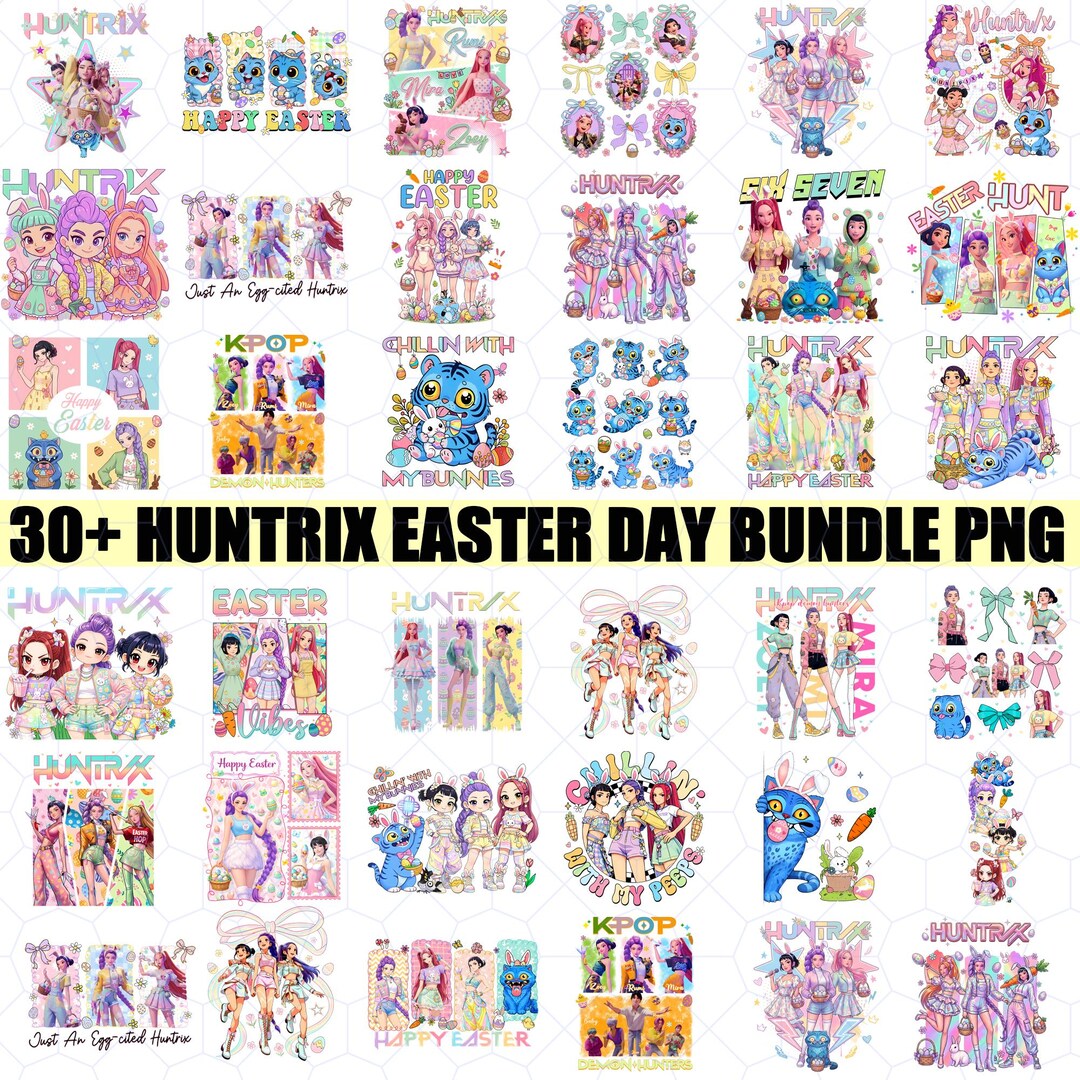 30+ Huntrix Easter Day PNG Bundle, Happy Easter Day Png, Kpop Huntrix ...
