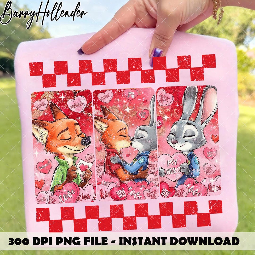 Zootopia Valentine Preppy Png, Couple Fox and Bunny PNG, Cartoon Couple ...