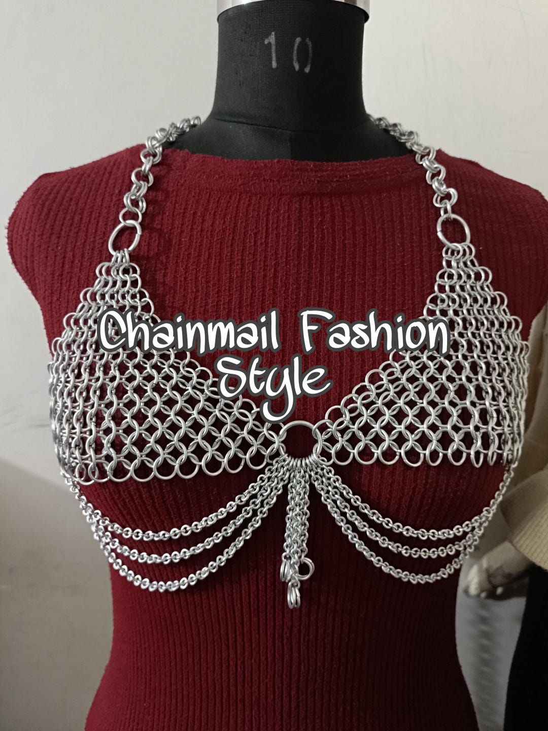 Chainmail Bra, Chains Lyers Halter Bra or Bikini Top, Metal Harness ...