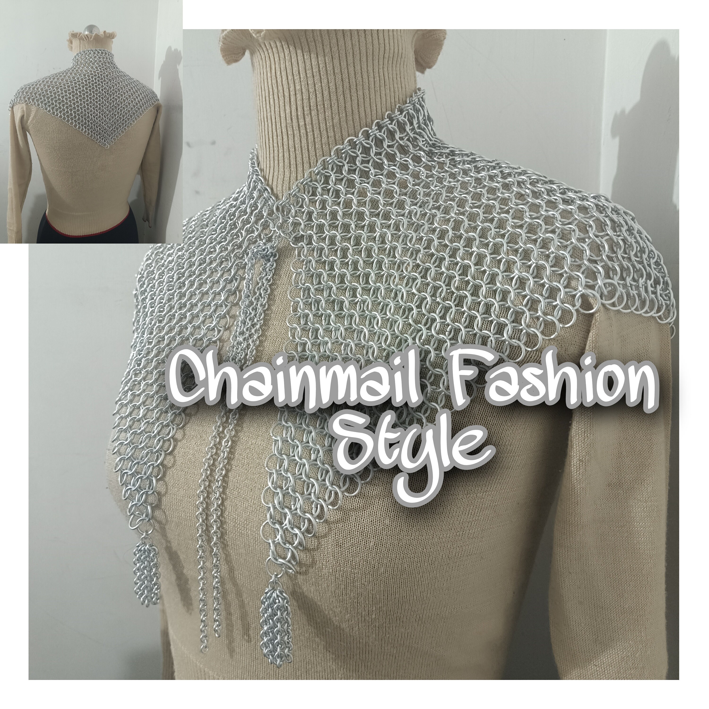 Chainmail Shoulder, Chainmaille Medieval Cosplay Costume, Aluminum Open ...