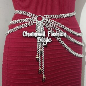 Chainmail Tassels Belt, Waist Belt With Side Dangling Chains ...