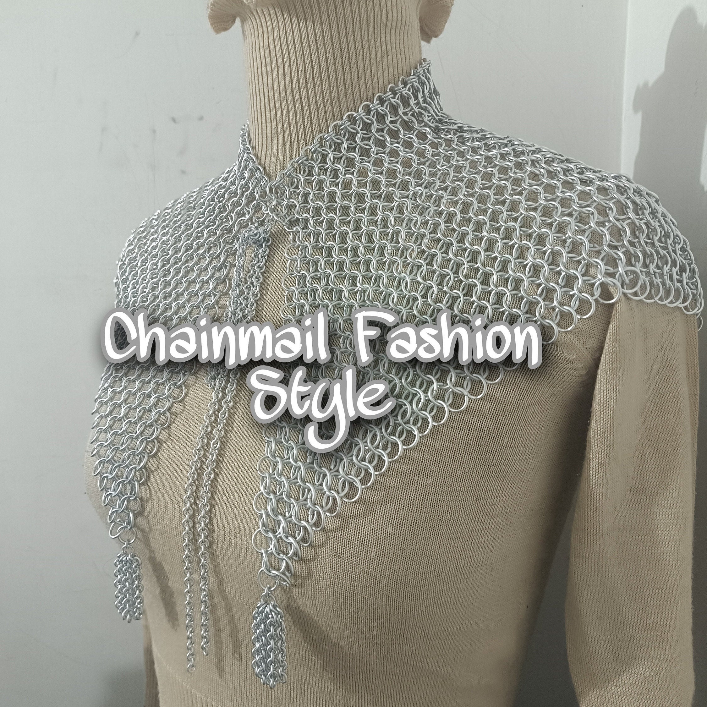 Chainmail Shoulder, Chainmaille Medieval Cosplay Costume, Aluminum Open ...