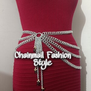 Chainmail Tassels Belt, Waist Belt With Side Dangling Chains ...