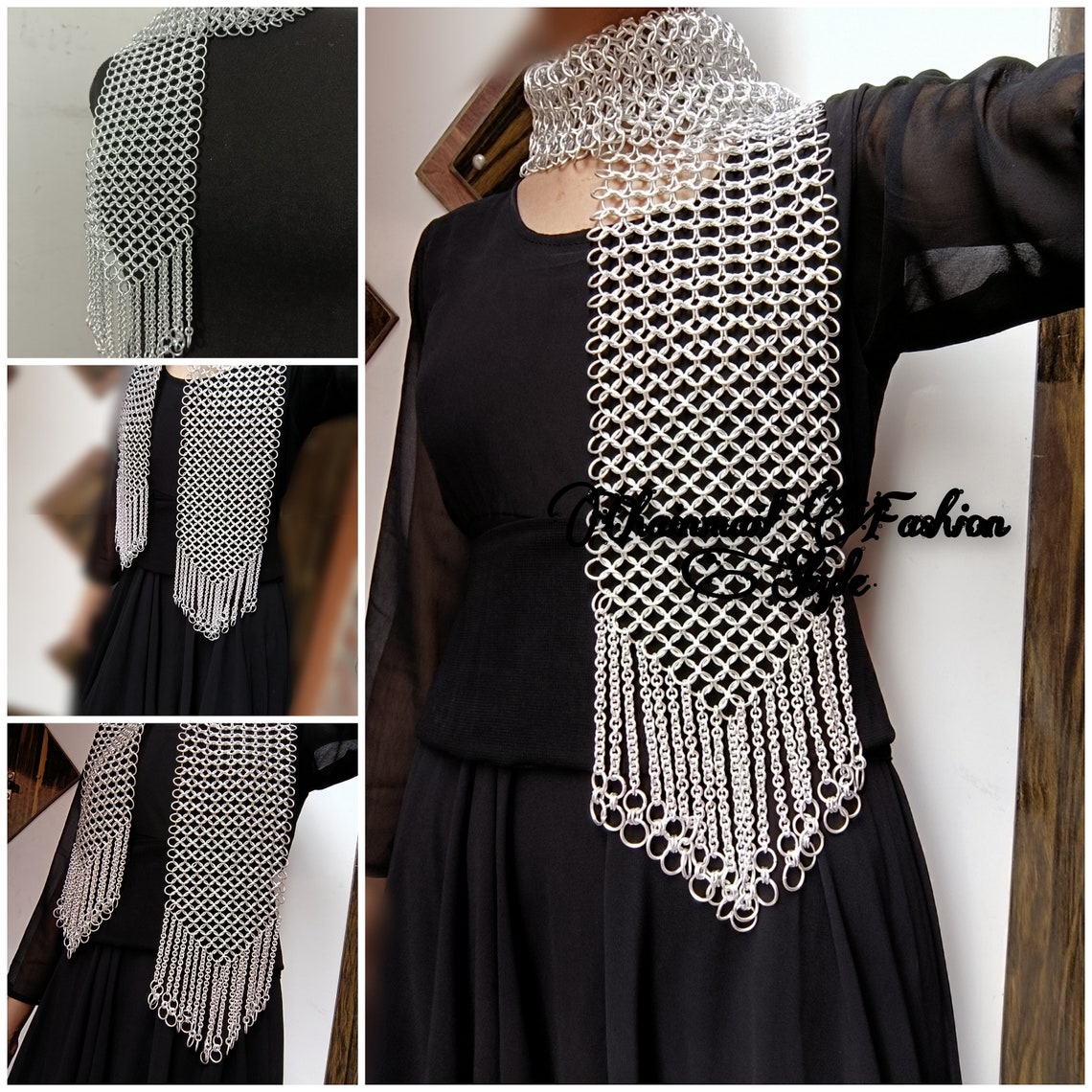 Vintage Chainmail Tassel Scarf, Aluminium Evening Costume Accessory - Etsy