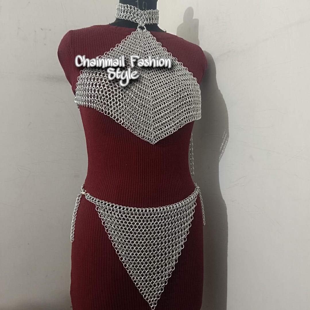 Chainmail Skirt and Top/bra With Collared Neck, Chainmaille Viking ...