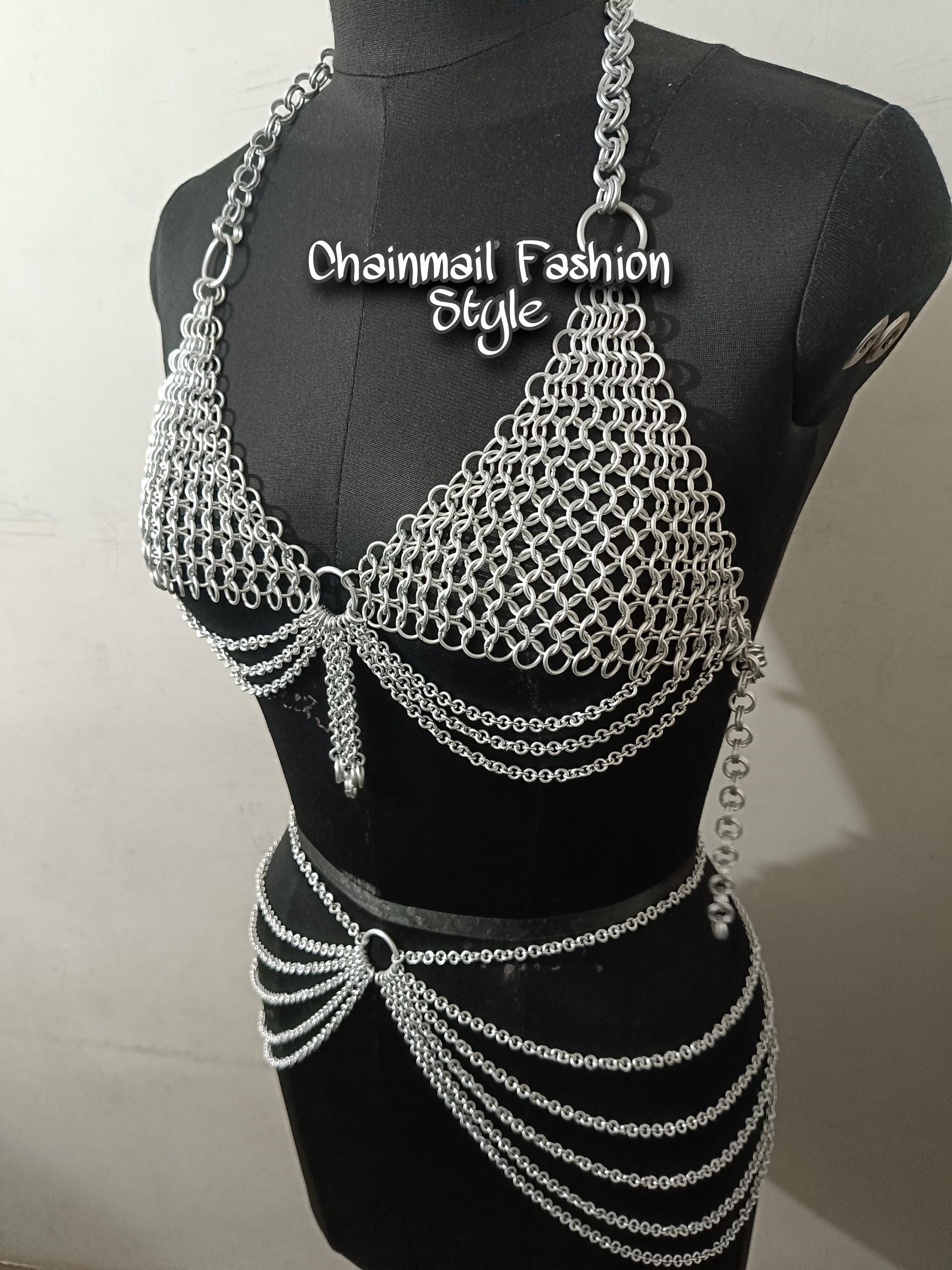 Aluminum Chainmail Bra, Dangling Chains, Cosplay Costume - Etsy