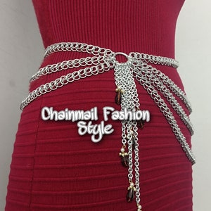 Chainmail Tassels Belt, Waist Belt With Side Dangling Chains ...