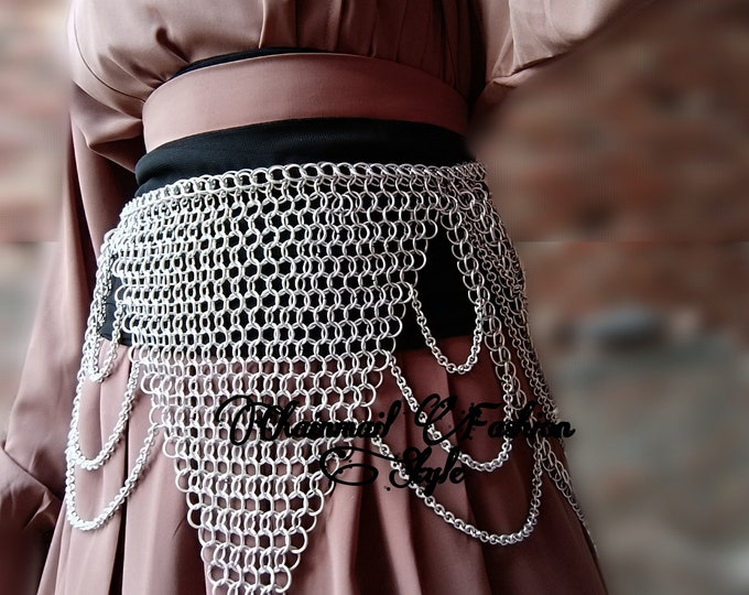 Chainmaille Front and Sides Design Skirt/belt, Chainmail Waist Belt ...