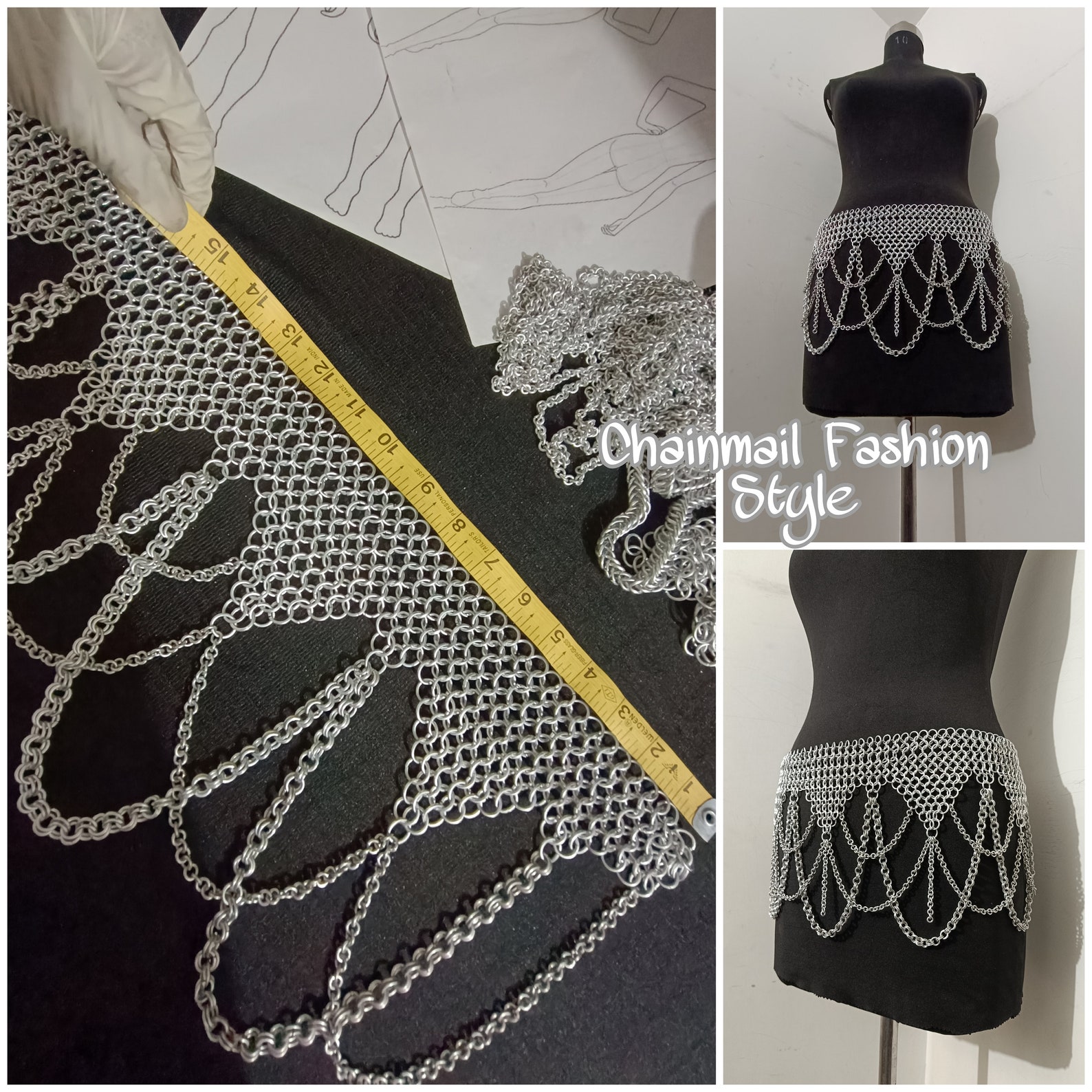 Chain Layers Mini Skirt/waist Belt, Chainmaille Ornamental Belly Dance ...