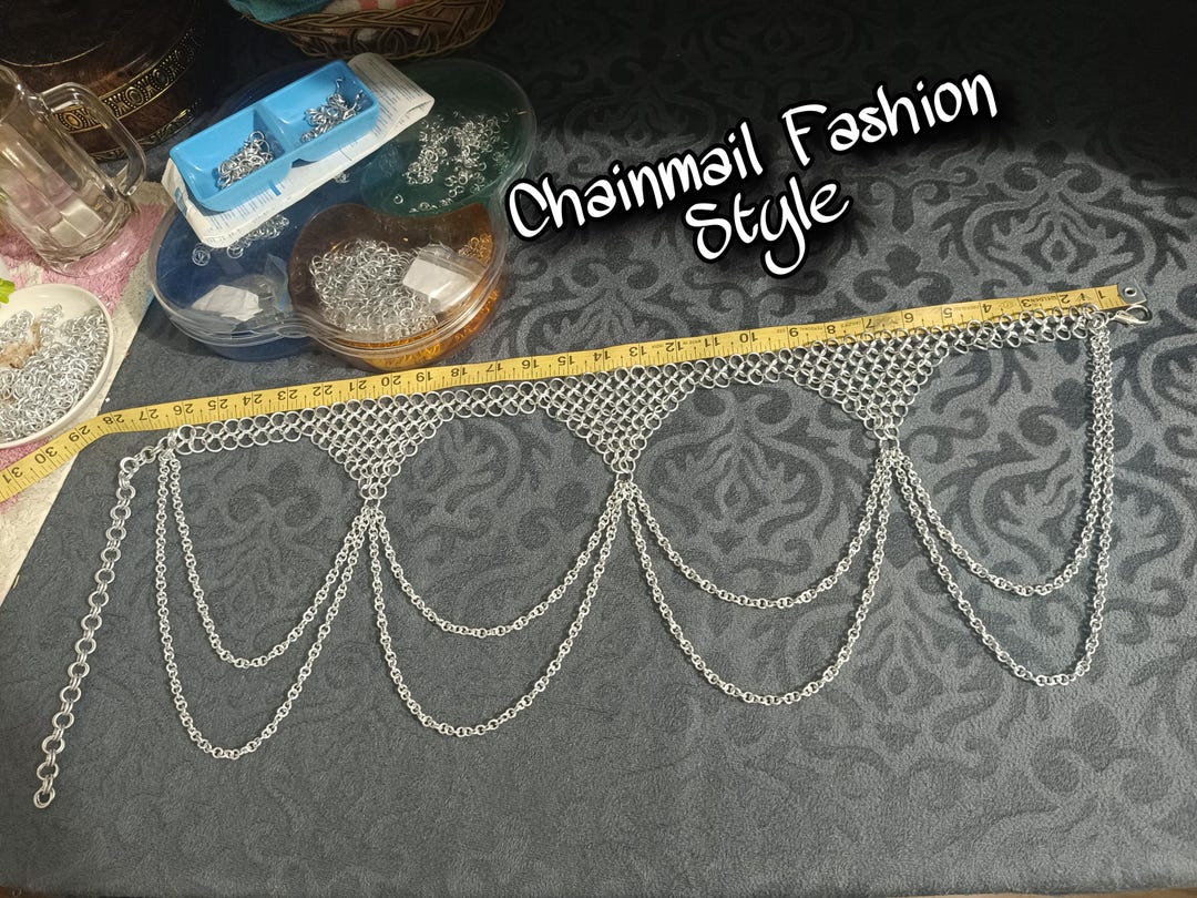 Chainmaille Women/girls Silver Belt| Triangular Design With Chain ...