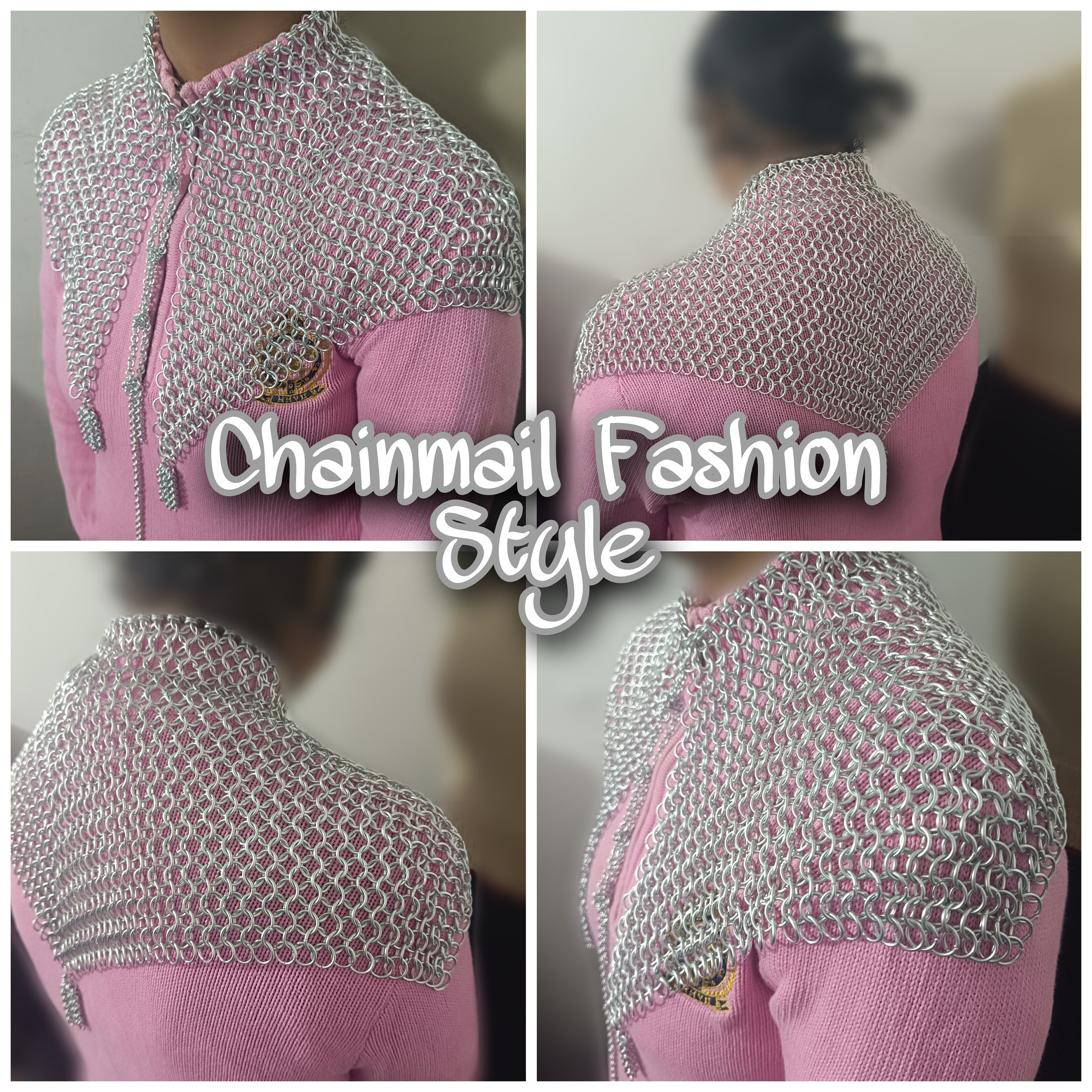 Chainmail Shoulder, Chainmaille Medieval Cosplay Costume, Aluminum Open ...