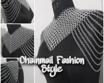 Chainmail Collar With Small Shoulder Chain Layers Metal Aluminium ...