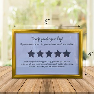 Five Star Review Request Sign for Airbnb VRBO and Vacation Rentals. Get ...