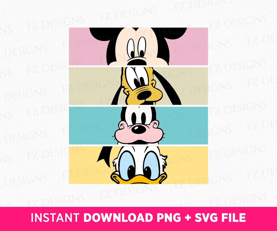 Mouse and Friends Faces Svg, Retro Best Friends Svg, Family Vacation ...