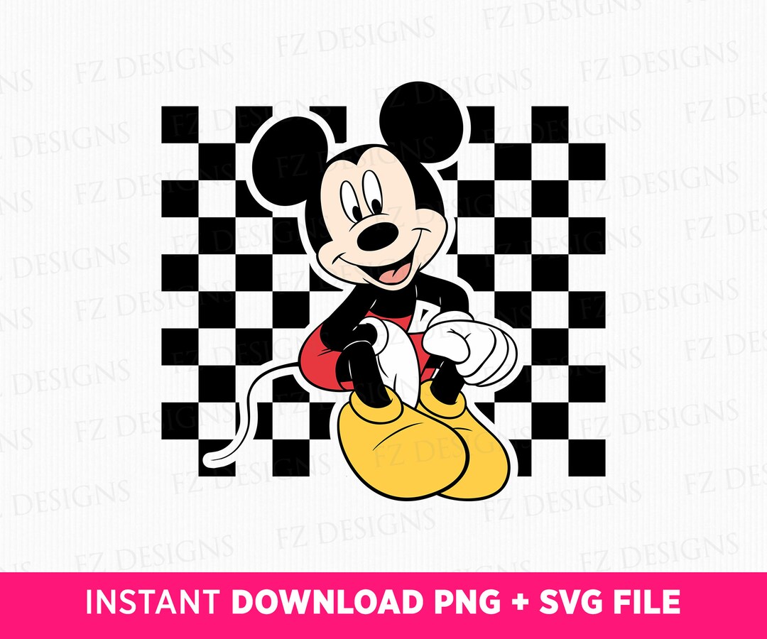 Checkered Mouse Svg, Family Trip Svg, Family Vacation Svg, Retro Mouse ...