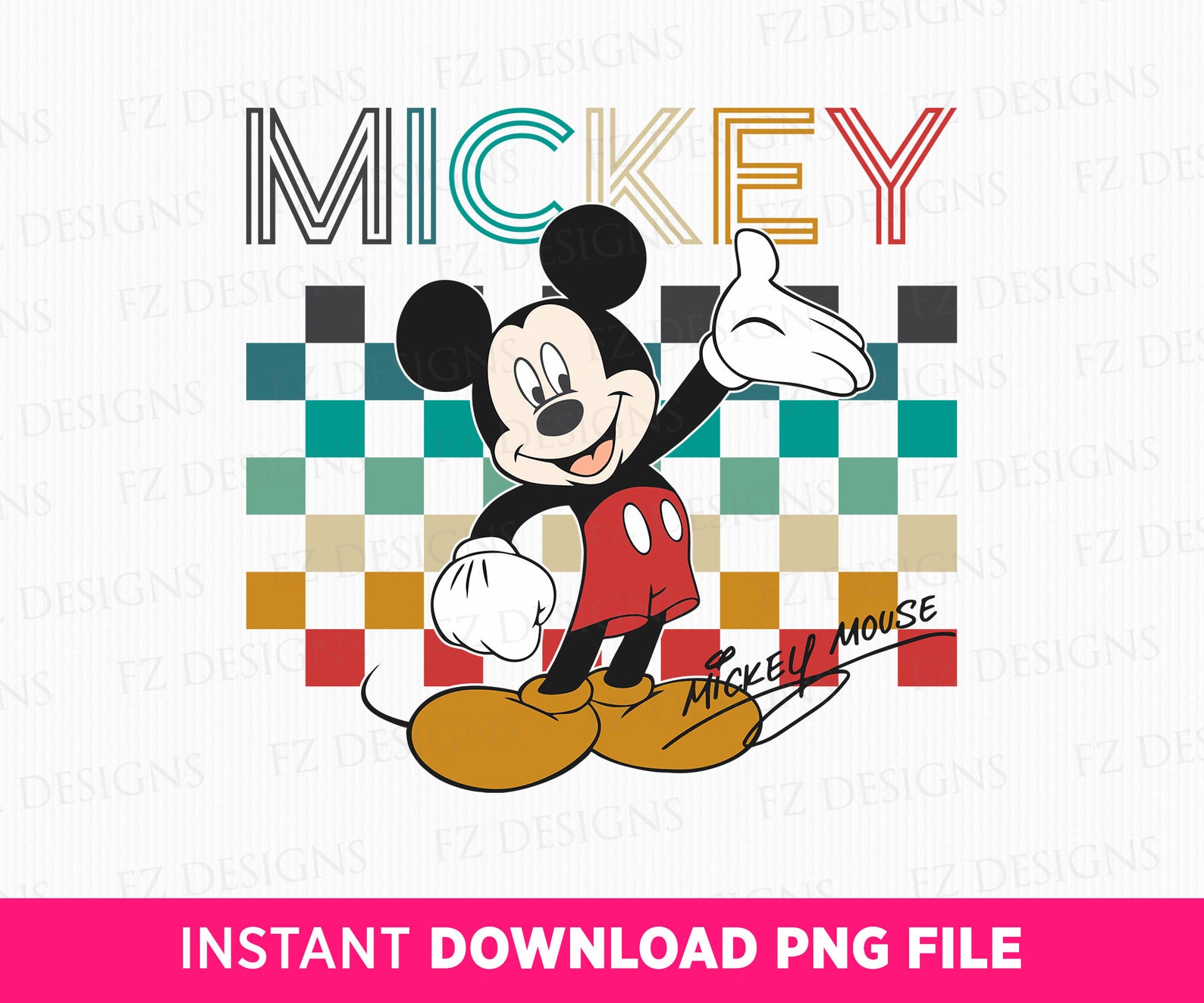 Retro Checkered Mouse Png, Family Trip Png, Family Vacation Png, Happy ...