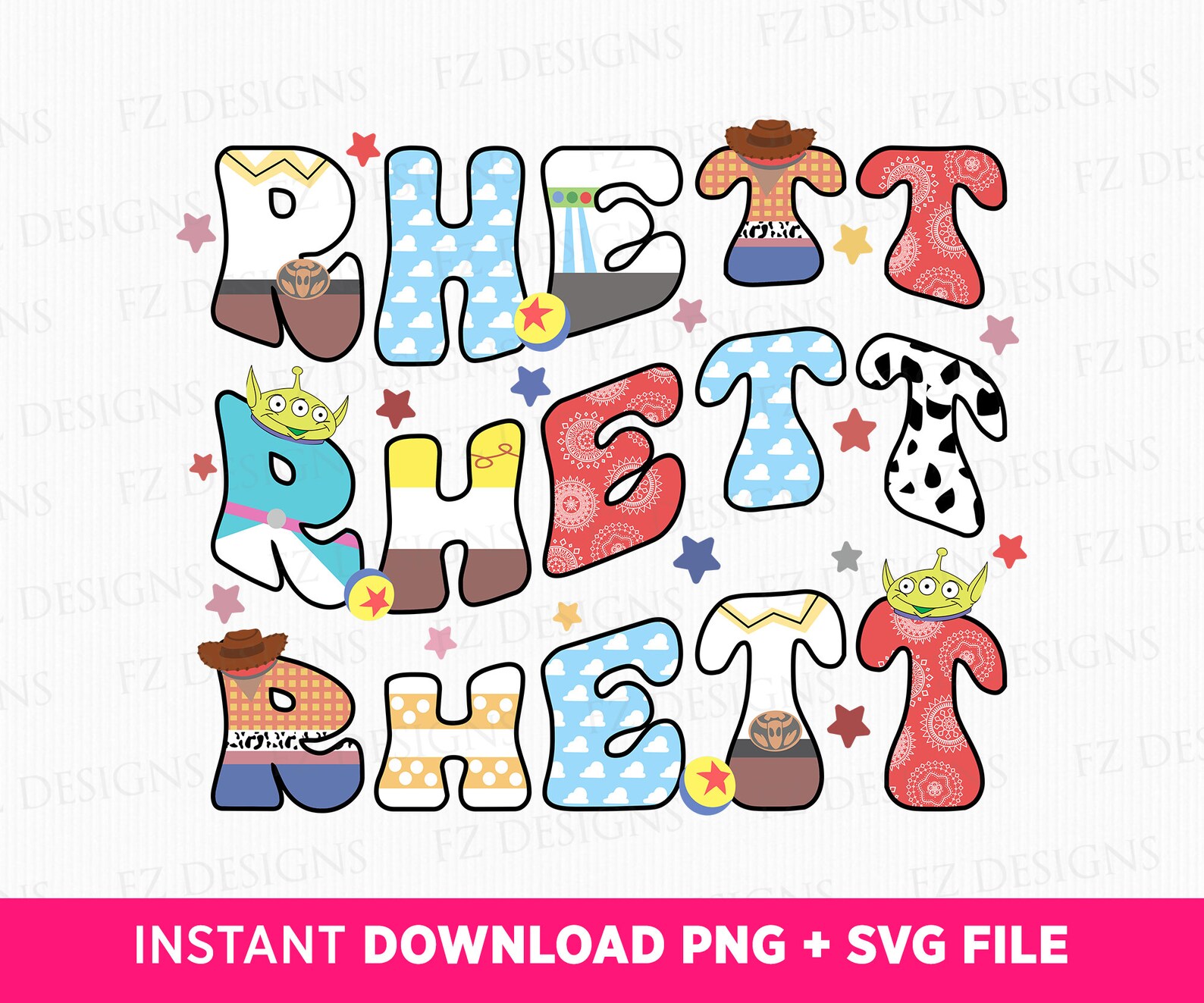 Toy Friends Rhett SVG, Family Trip Doodle Letters (PNG File) - Etsy