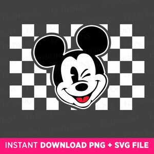 Winking Mouse Svg, Checkered Background Mouse Face Svg, Family Vacation ...