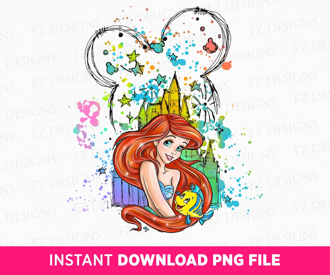 Mermaid Princess Png, Magical Kingdom Png, Watercolor Mouse Ear and ...