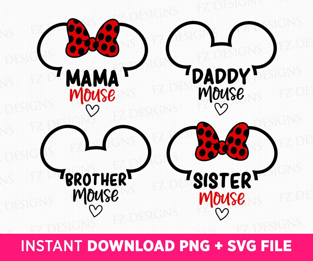 Bundle Family Mouse Ear Svg, Daddy Mouse Svg, Mama Mouse Svg, Sister ...
