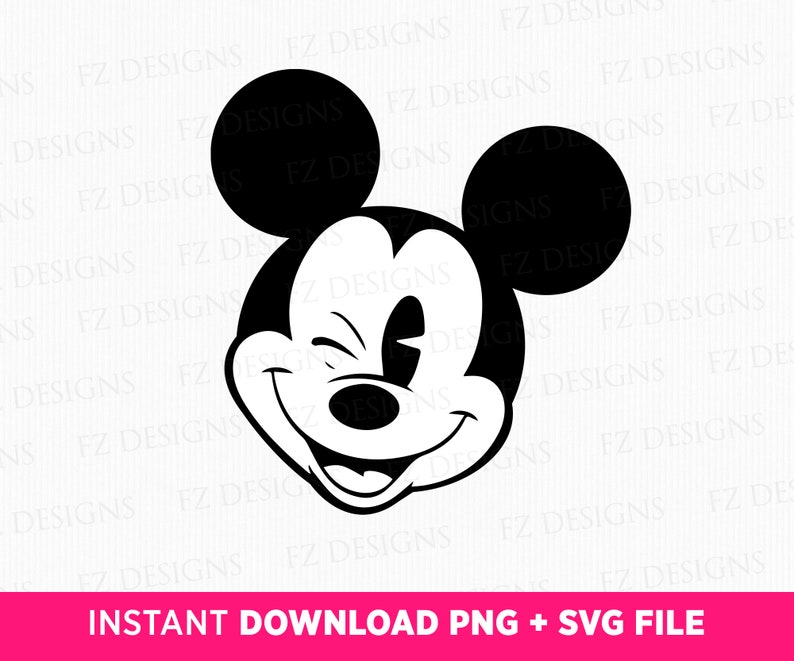 Winking Mouse Face SVG, Print Ready Sketch Silhouette (digital Download ...