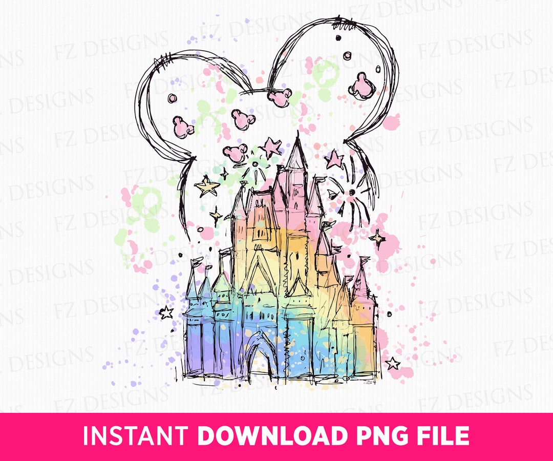 Mouse Ear Castle Png, Magical Kingdom Png, Retro Colorful Castle ...