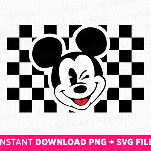 Winking Mouse Svg, Checkered Background Mouse Face Svg, Family Vacation ...