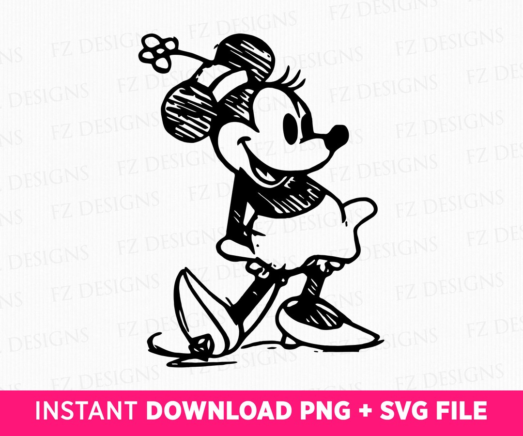 Miss Mouse Sketch SVG, Classic Cartoon (SVG PNG) - Etsy