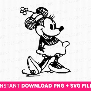 Miss Mouse Sketch Svg, Classic Miss Mouse Svg, Family Vacation, SVG ...